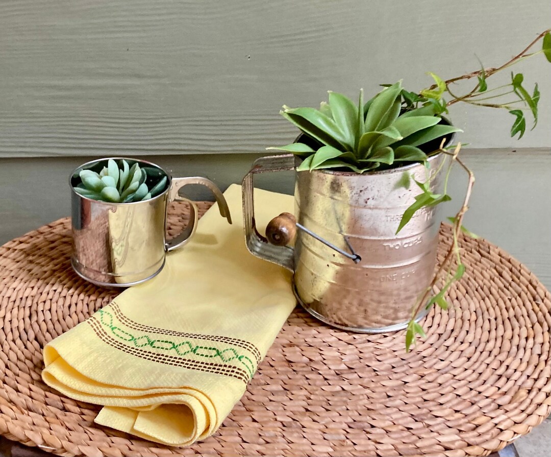 Vintage Huck Cloth Tea Towel & Sifters for Flour2 Embroidered Kitchen ...