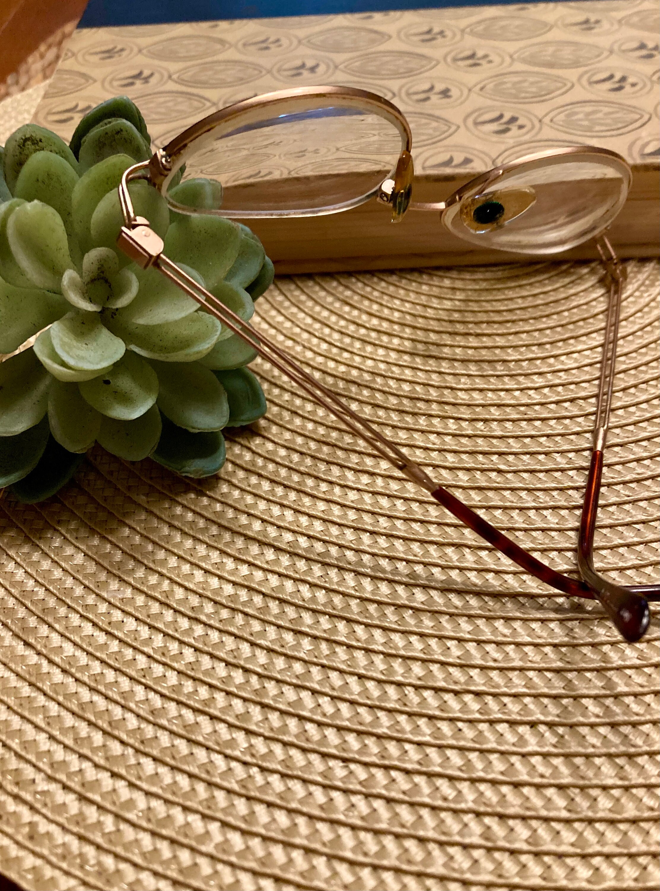 Antique Eyeglasses Rose Gold Frame With Tortoise Shell Accents Designer ...