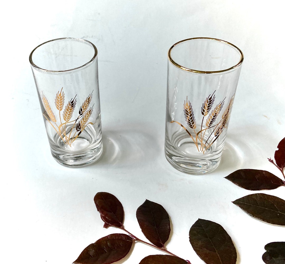 Vintage Glassware Pair of Golden Wheat Glasses by Homer Laughlin 4 ...
