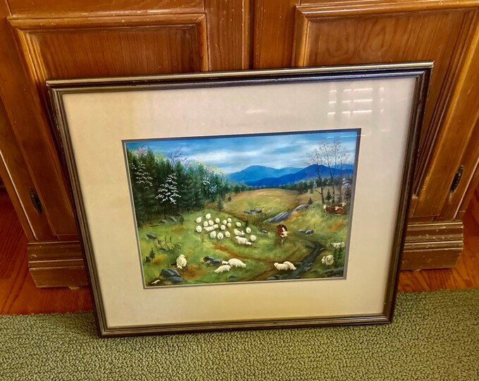 Queena Stovall Folk Art Print hillside Pastures Custom Framed and ...