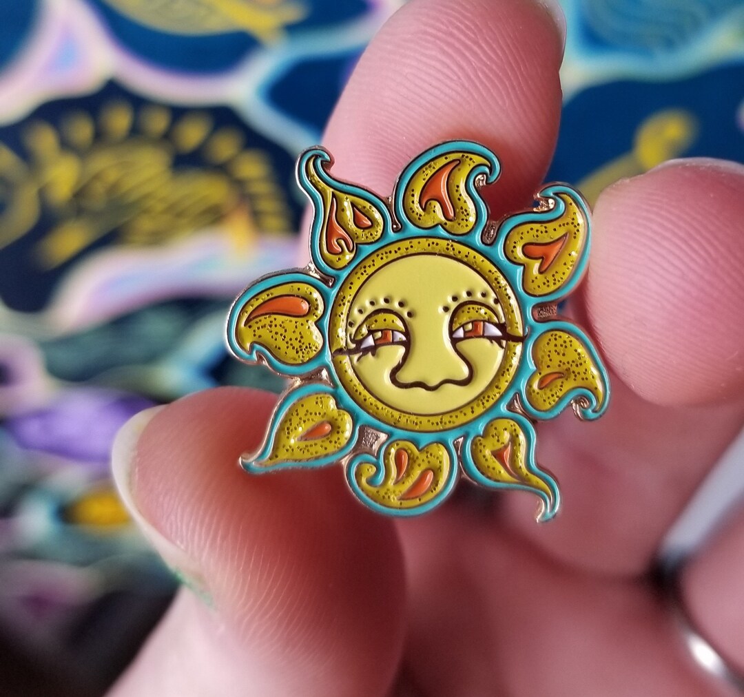 Sun Enamel Pin | Smiling Sunshine | Sun Pins | Star Pin | Nature Enamel ...