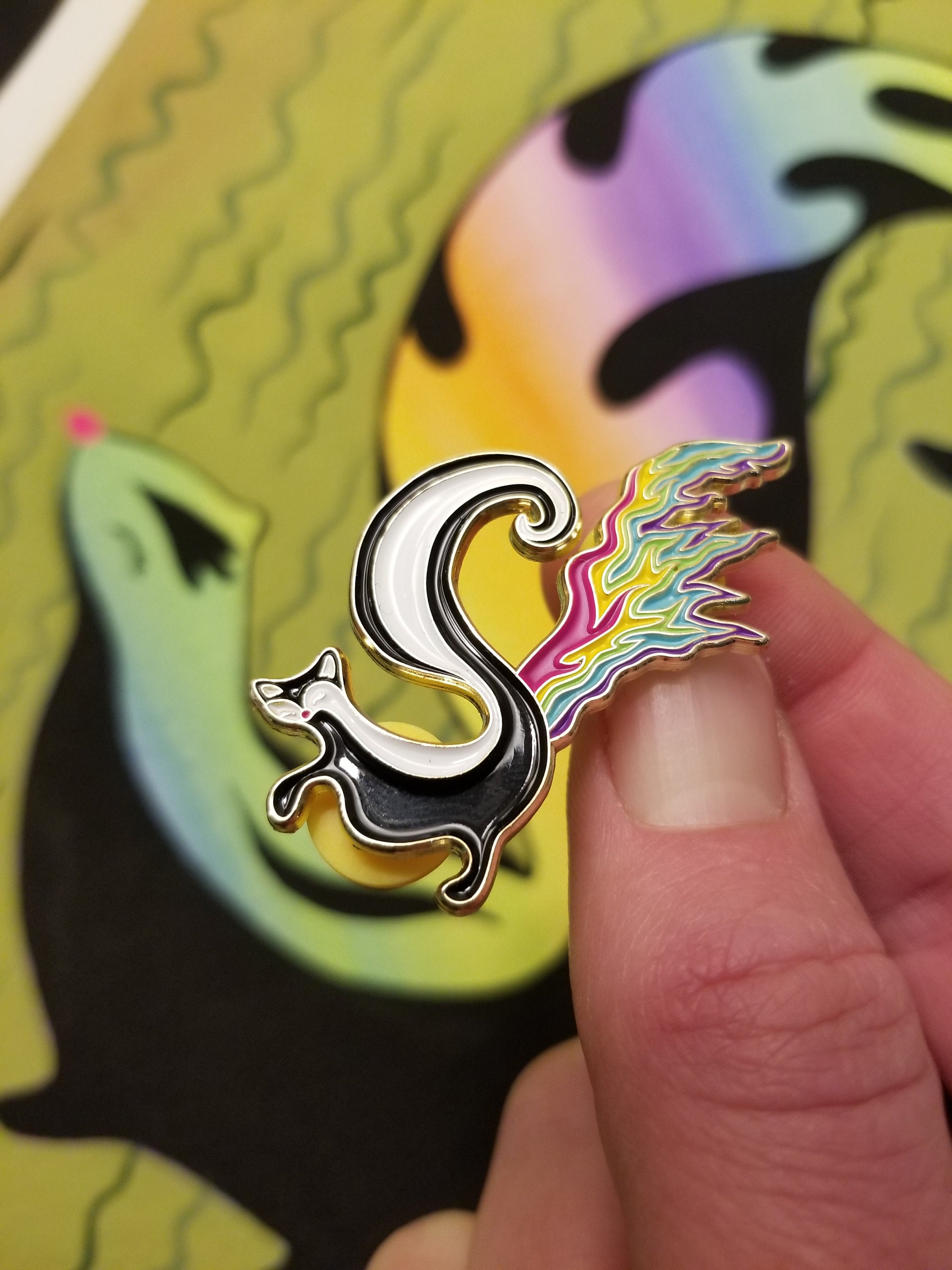 Enamel Pins | Skunk Farting a Rainbow! Cute Skunk Pins | Rainbow Pins ...