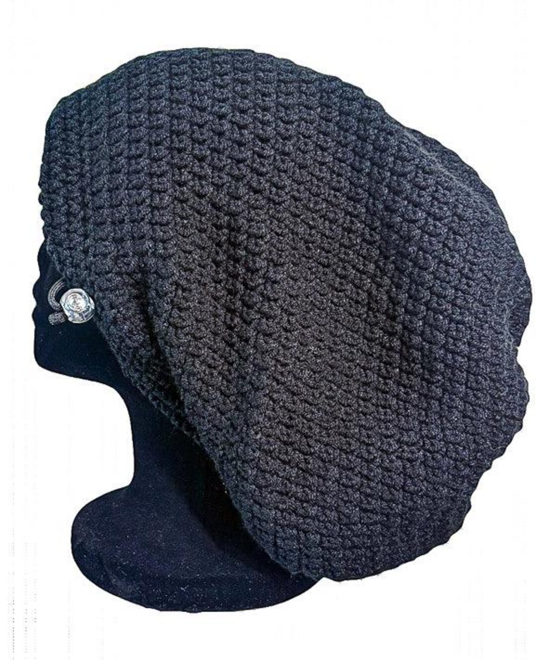 Oversized Drawstring Black Beanie Hat: Custom Fit for Big Heads, Long ...