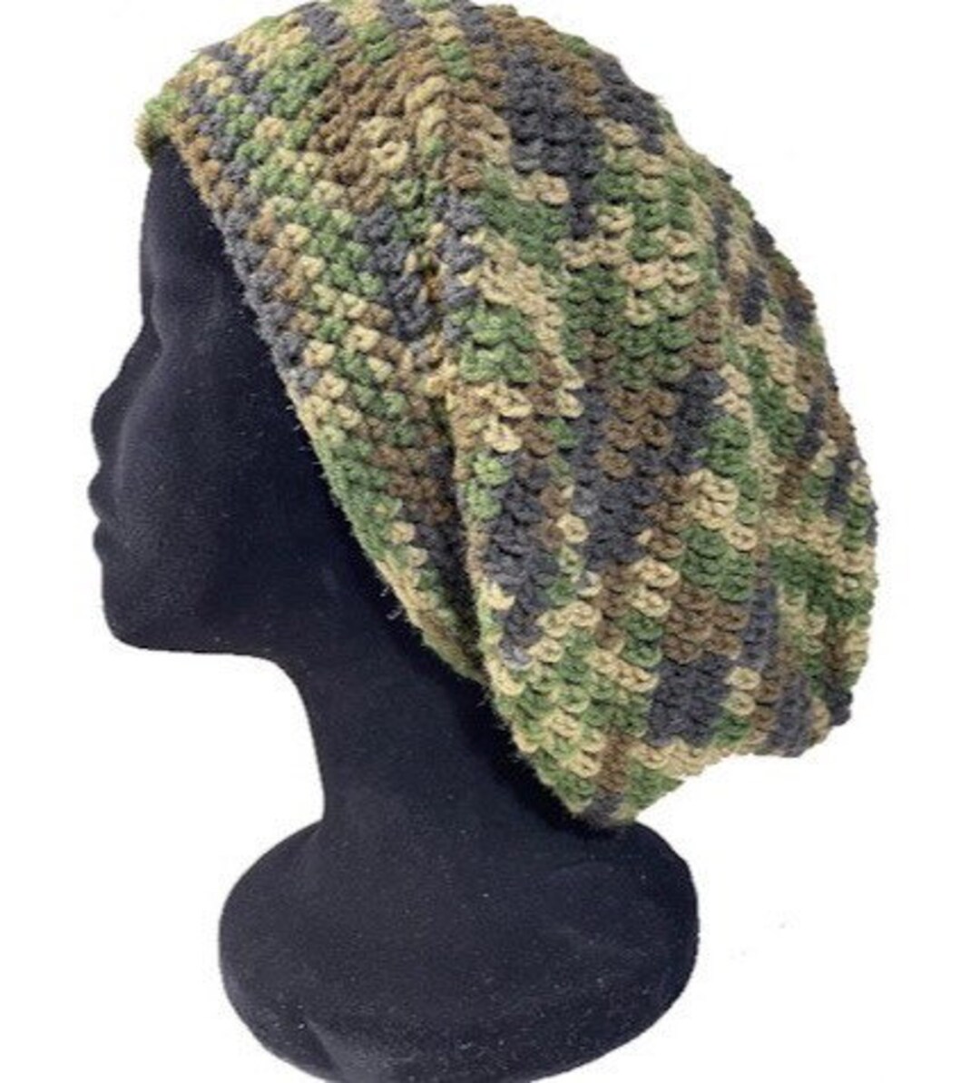 Green Camouflage Oversized Beanie: Dreadlocks, Long Hair, or Extra ...