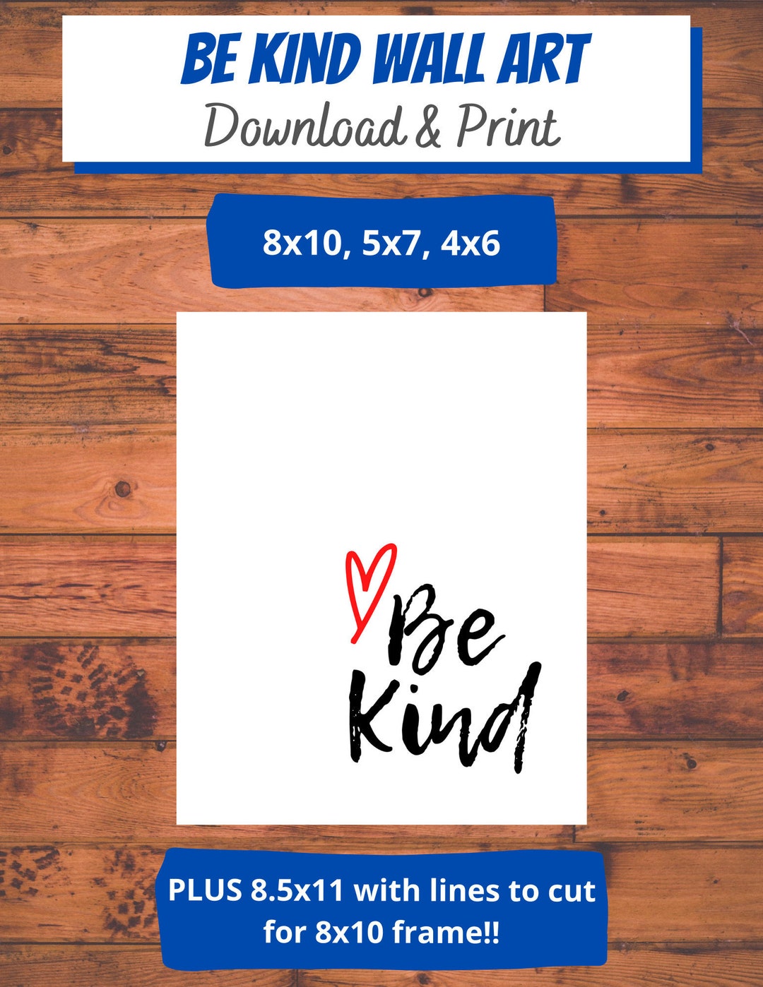 Be Kind Print Wall Art Instant Download Inspirational Quote Playroom ...