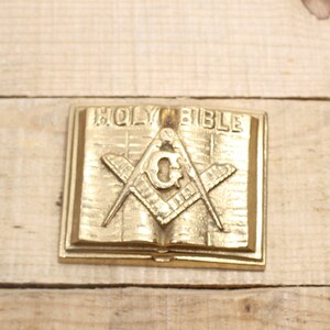 Mason Holy Bible, Heavy Solid Metal Paperweight, Vintage Masonic ...