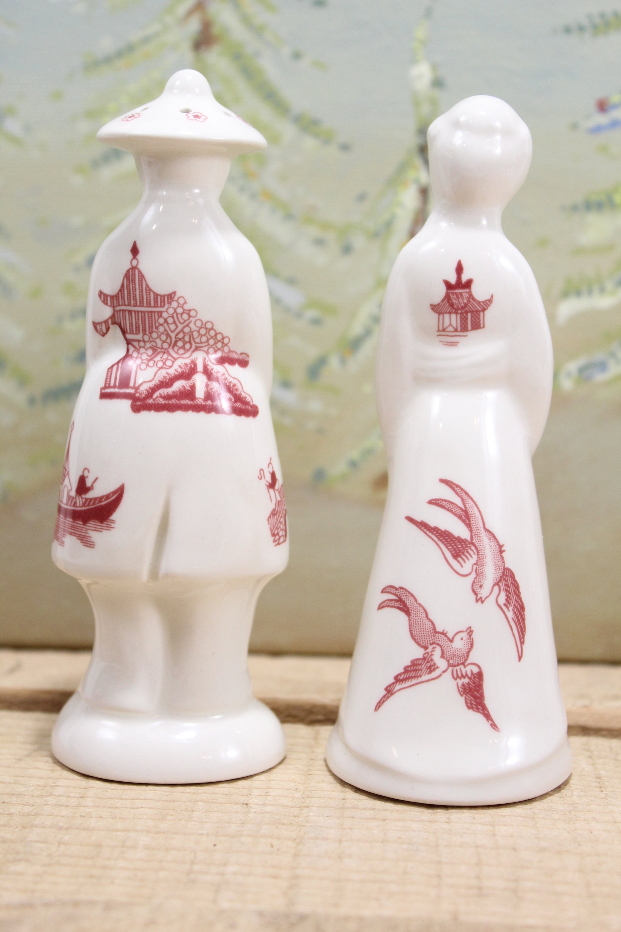 Red Willow Salt and Pepper Shakers, Man and Woman, England, Churchill ...