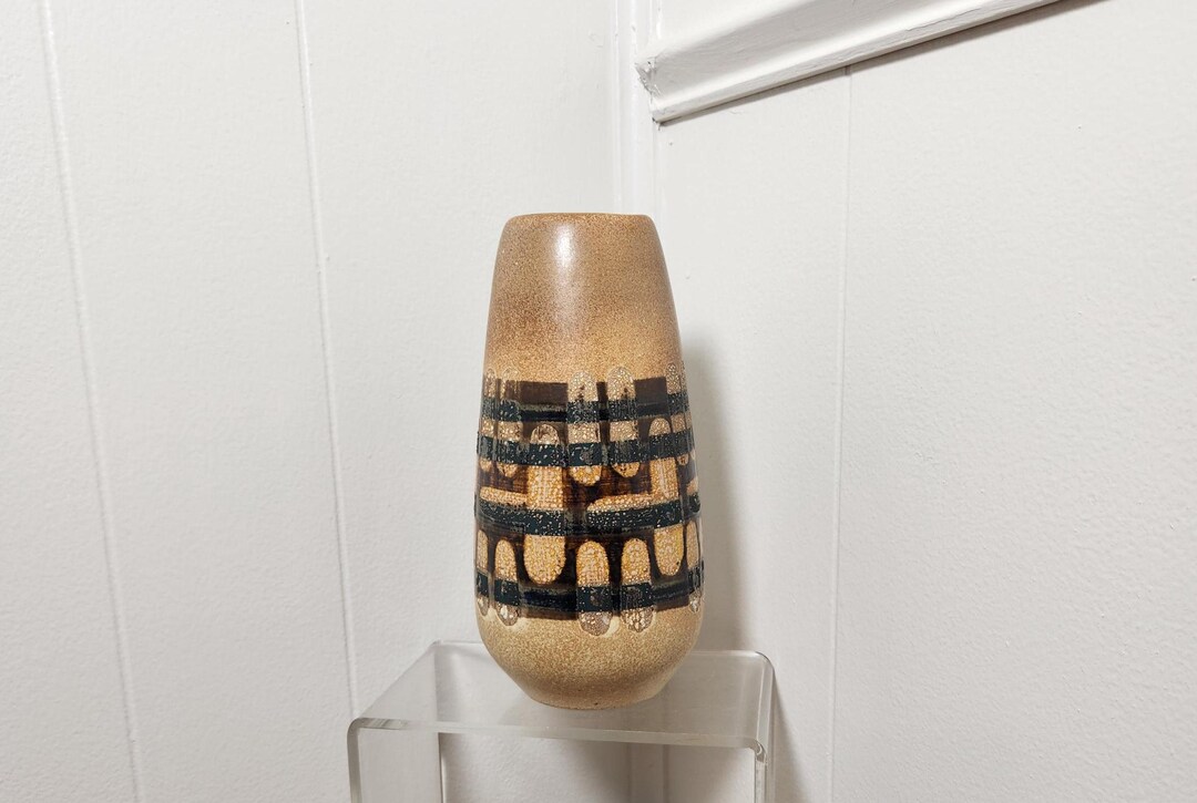 Lapid Pottery Modern Design Art Pottery, MCM Vase, Lava Glaze Geometric ...