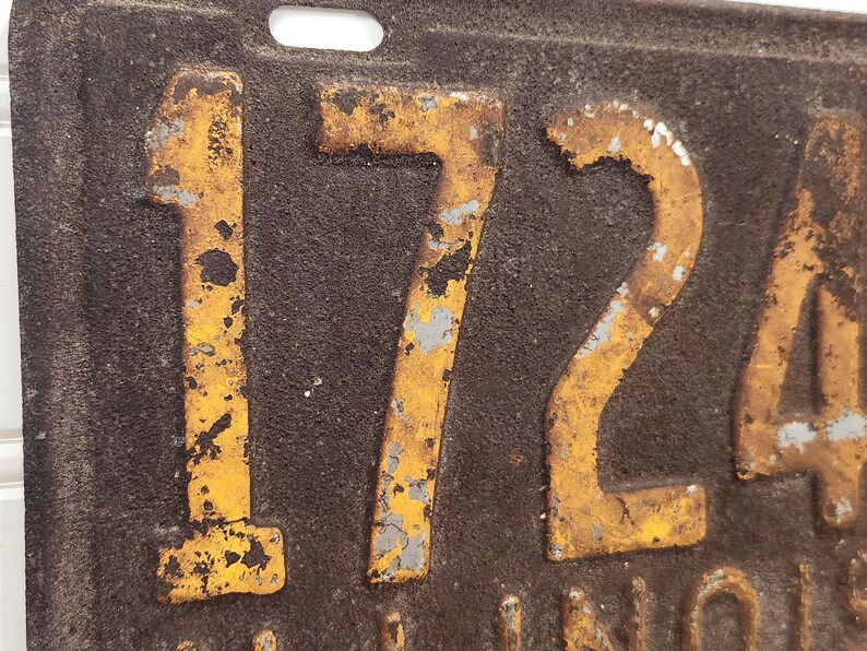Illinois 1942 Pair License Plates, Metal Raised Stamped AS IS Black ...