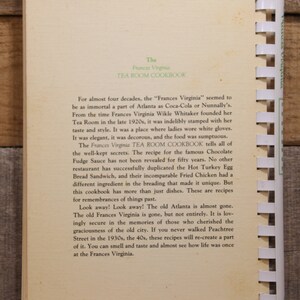Cookbook the Frances Virginia Tea Room Cookbook Atlanta - Etsy
