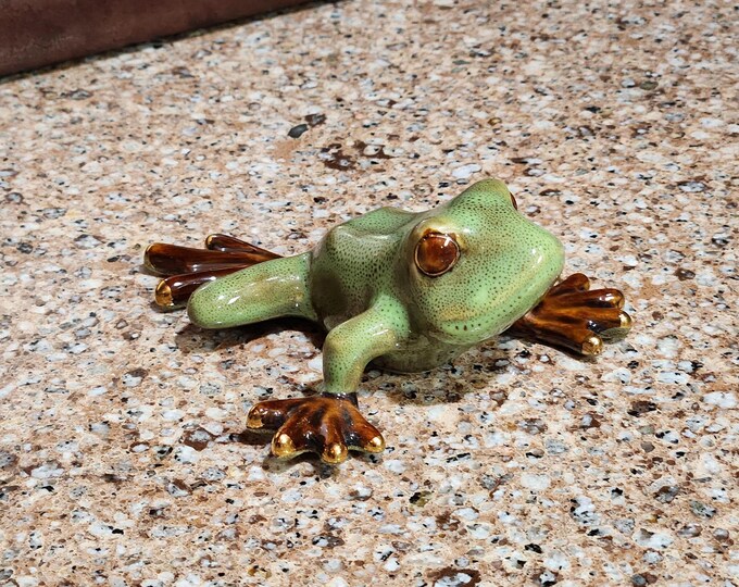 Golden Frog Collection, 48903C Gold Toe Green Body Ceramic Frog, Asian ...