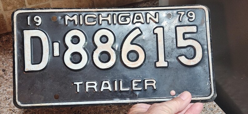 Michigan Trailer License Plate, 1979 Metal Raised Letters - Numbers ...