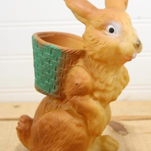 Rabbit, Squeaky Rubber Rabbit With Green Basket, Easter Toy, Holiday ...