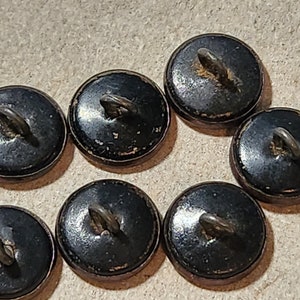 Button, Vintage 7 Round Shank Buttons, Metal Plastic Center Flowers ...