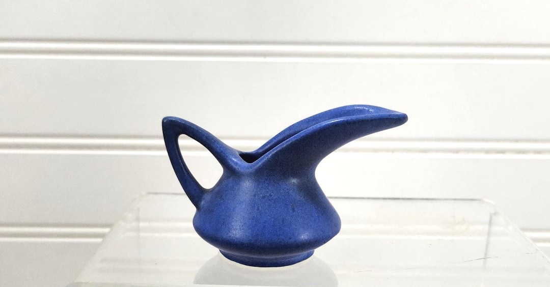 Niloak Art Pottery Blue Flared Mini Pitcher, Vintage: Arkansas 1940 ...