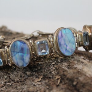 Bracelet, Blue Stone Marked 925 Toggle Closure Bracelet, Blue Crackle ...
