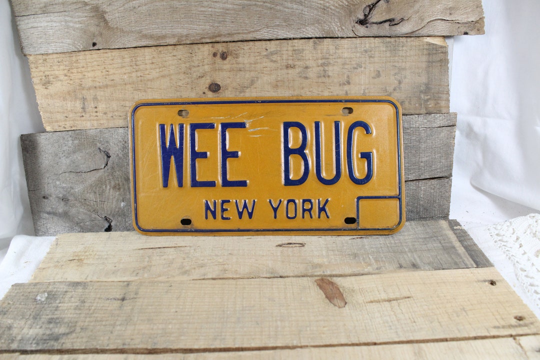 New York License Plate, Custom Vanity Plate 1973-1986 WEE BUG Vintage ...
