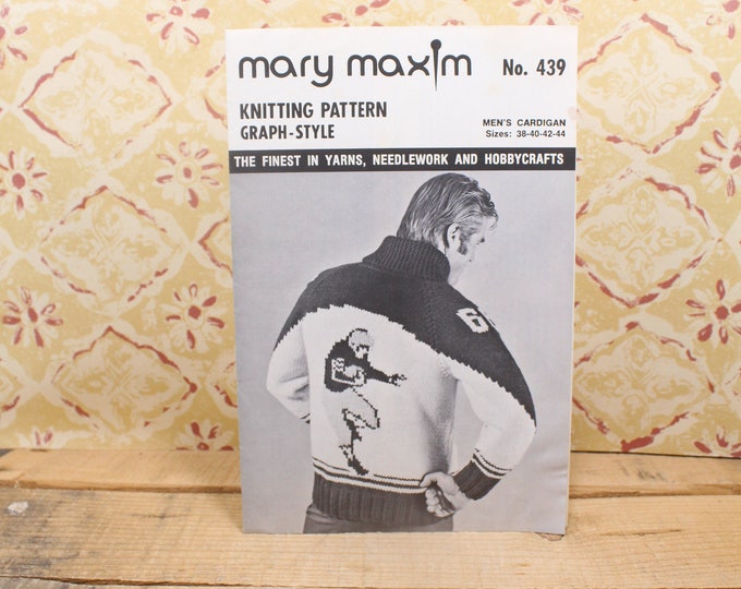 Mary Maxim Knitting Pattern No 439, Football Player, Men's Cardigan ...