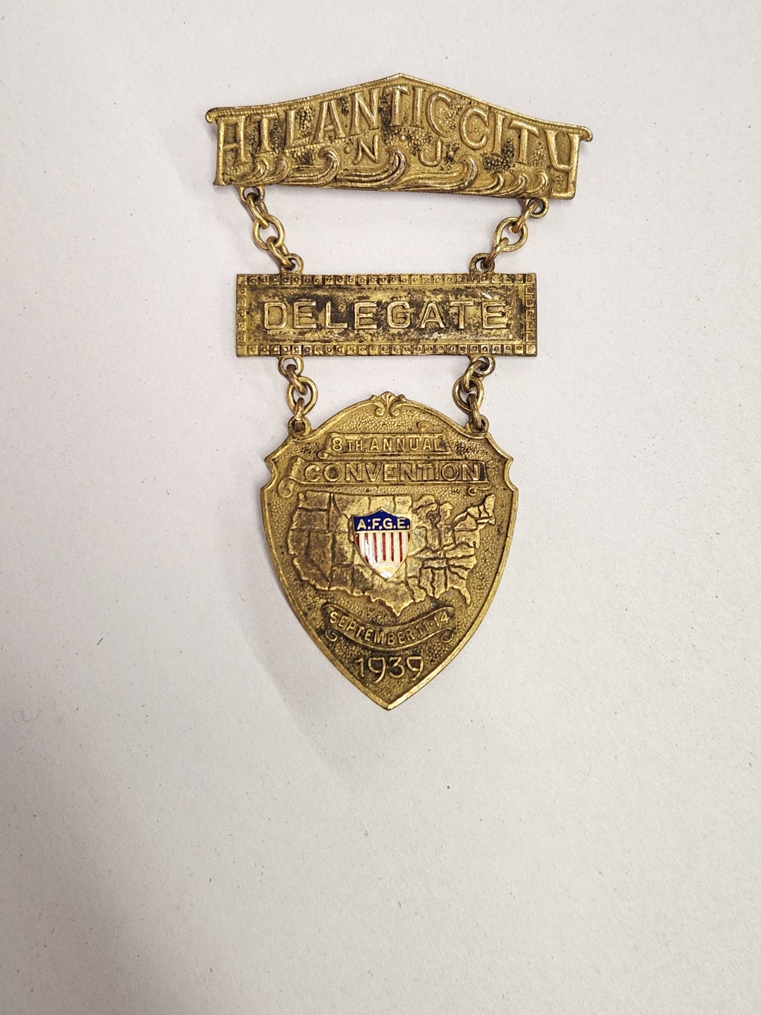 AFGE Delegate Pin, Atlantic City 1939 - 8TH American Federation of ...