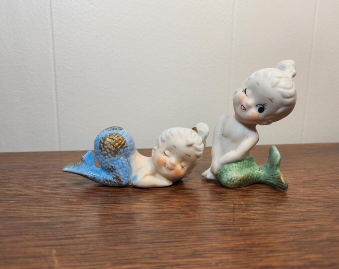 Mermaids, Japan Bisque, SOLD as a Pair, Vintage 1940's-1950's Painted ...