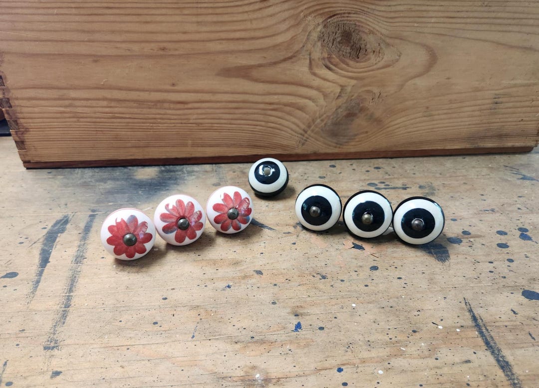 Ceramic Furniture Knobs Pulls, Balls With Center Stems W/screws ...