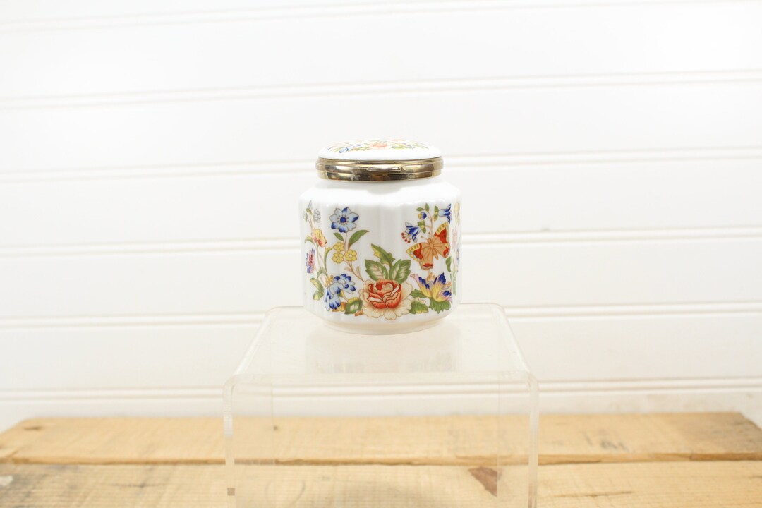 Aynsley Cottage Garden Lidden Jar, Bone China Octagon Trinket Box ...