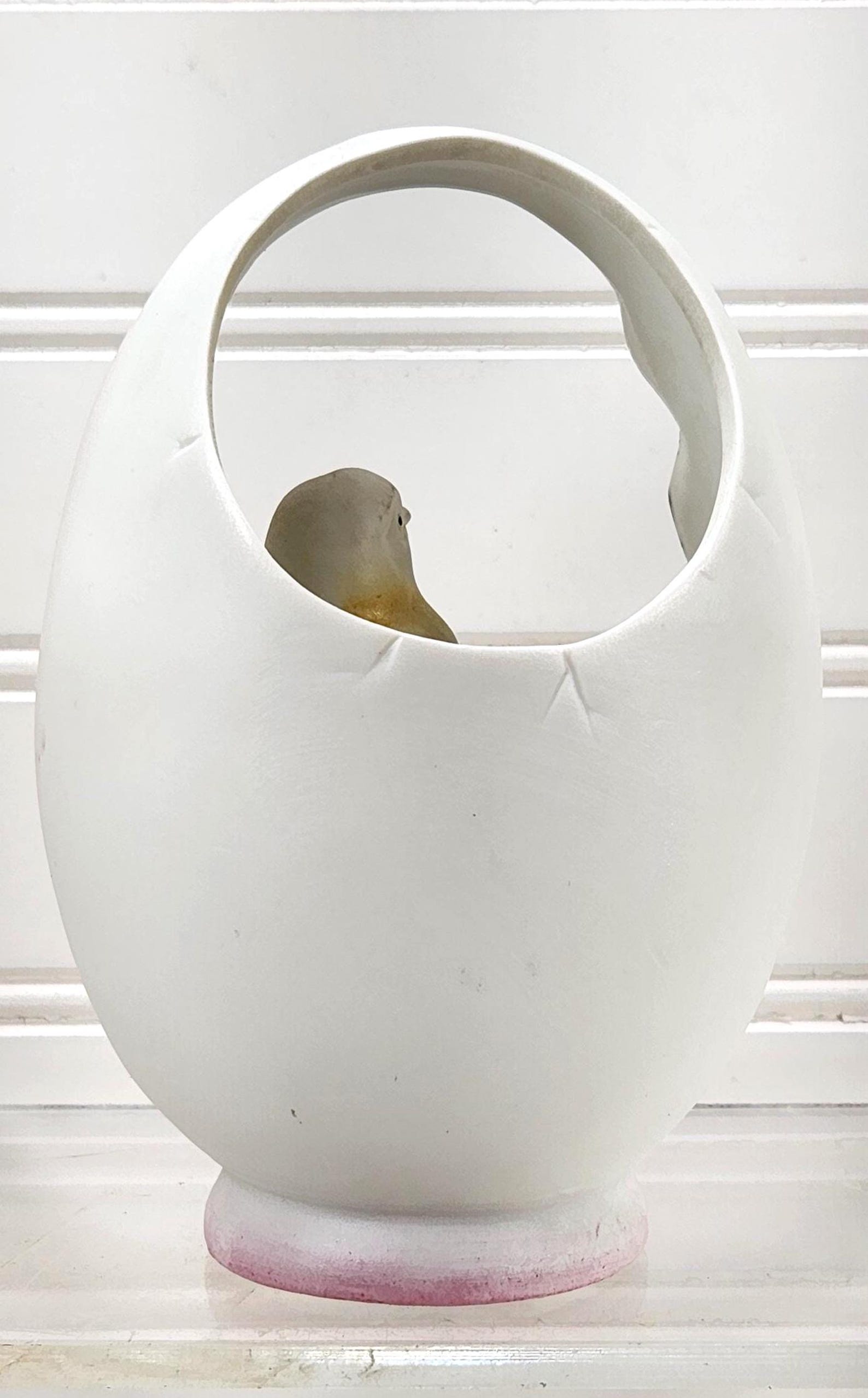 Baby Chicks in Egg, Bisque Egg Painted With Two Baby Chicks, Flower ...