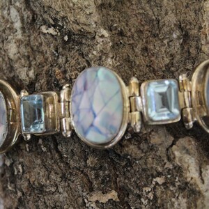 Bracelet, Blue Stone Marked 925 Toggle Closure Bracelet, Blue Crackle ...