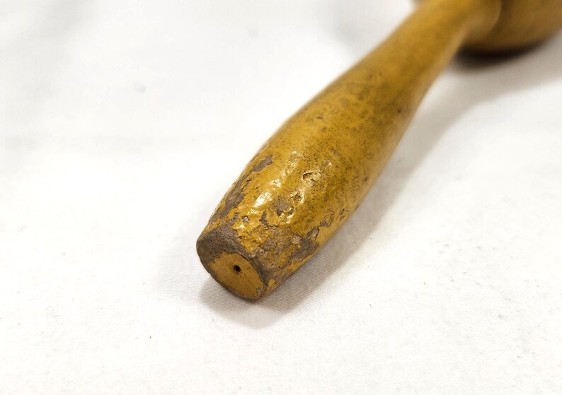 Painted Wood Sock Darner, Antique Primitive Yellow Paint Chippy Sewing ...