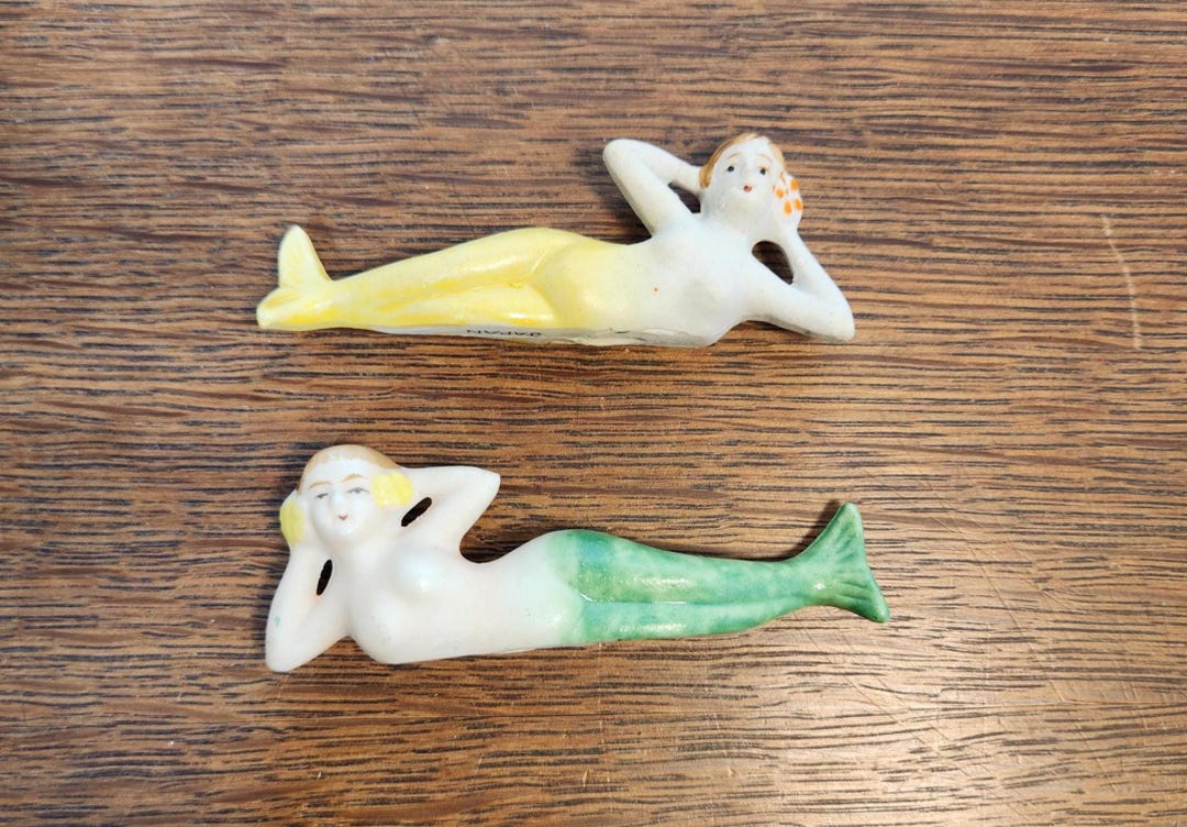 Mermaids, Japan Bisque, SOLD as a Pair, Vintage 1940's-1950's Painted ...