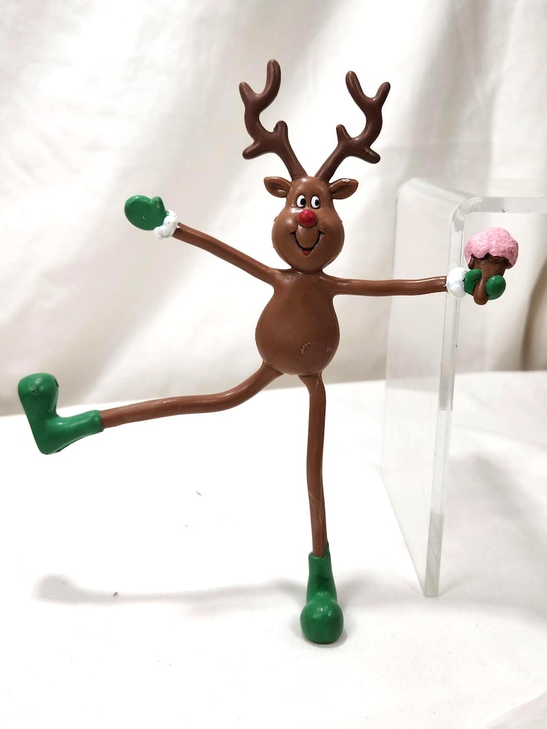 Russ Bendable Reindeer With Ice Cream Cone, Pop Culture, Vintage 1980's ...