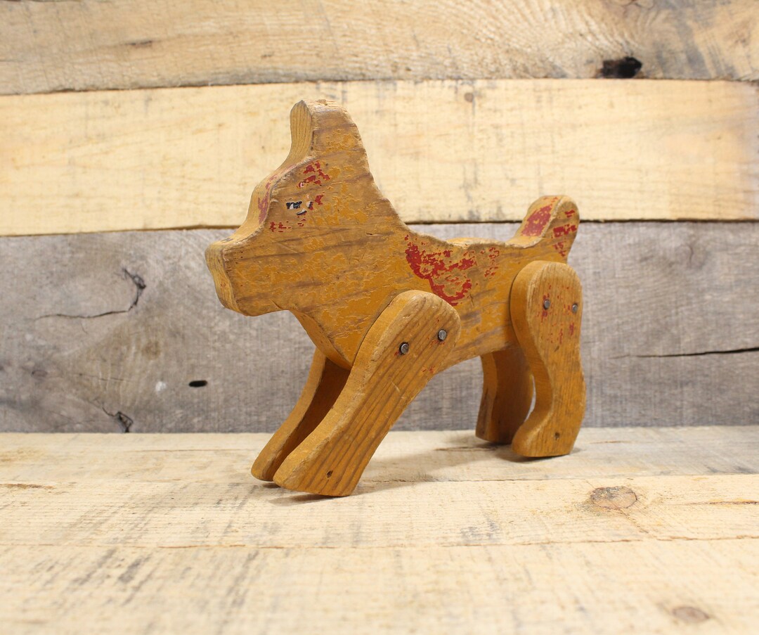 Wooden Dog, Folk Art Hand Crafted and Painted Wooden Dog - Terrier ...