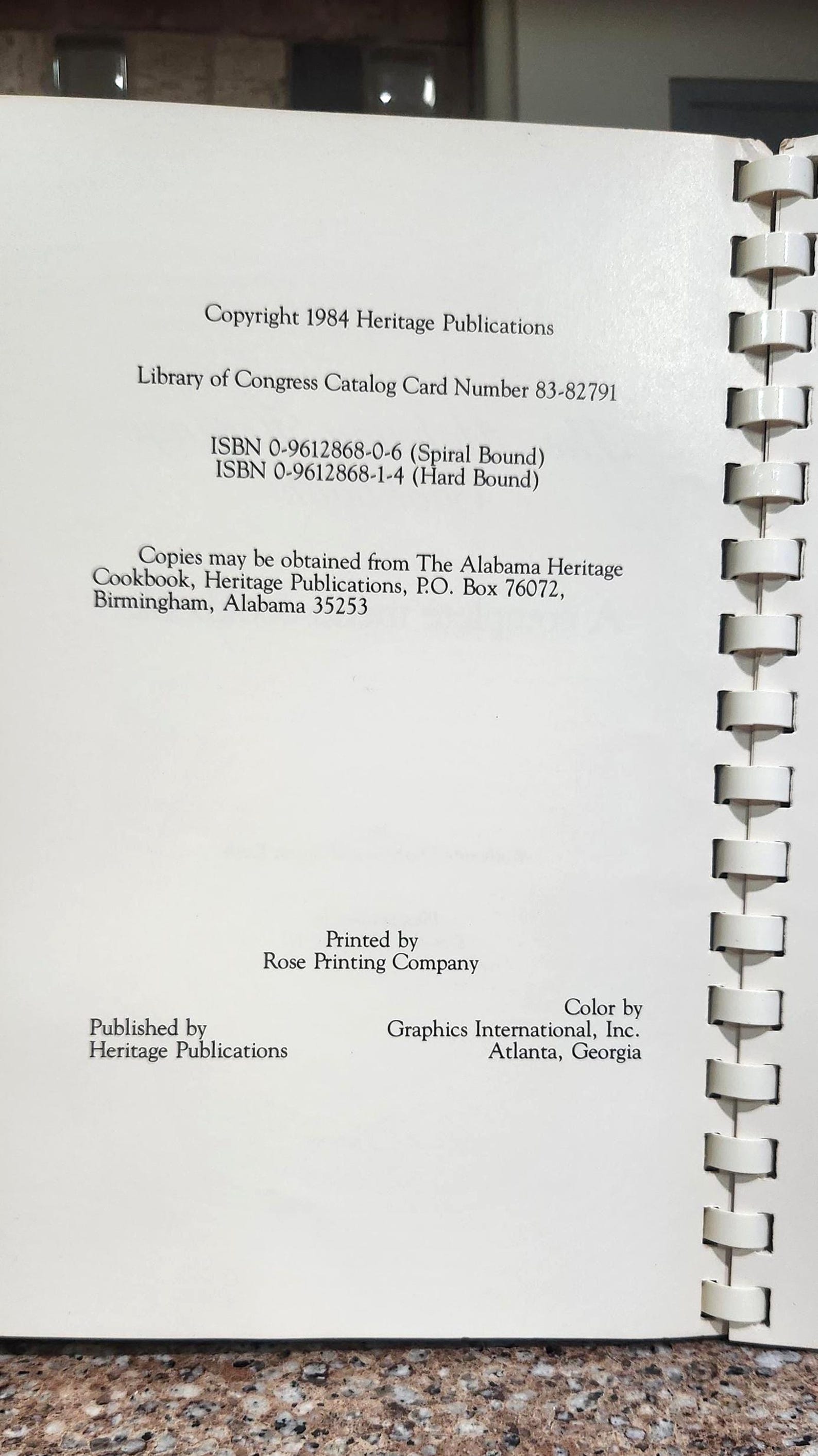 Cookbook - the Alabama Heritage Cookbook, Vintage 1984 Spiral Softcover ...