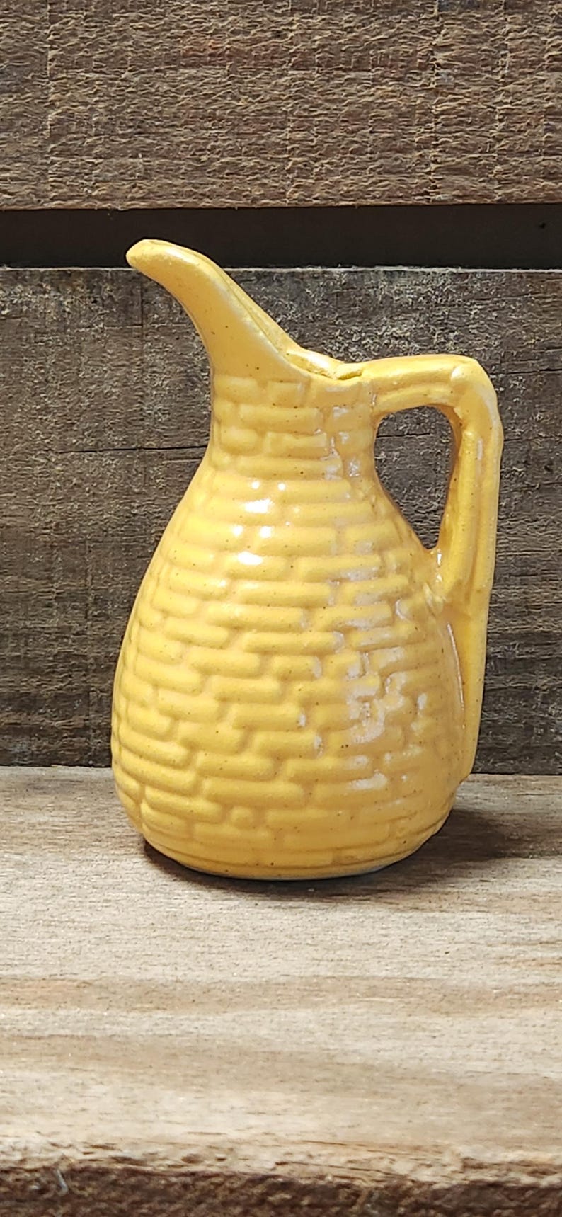 Niloak Art Pottery Yellow Brick Pattern Ewer, Vintage 1940 Mini ...