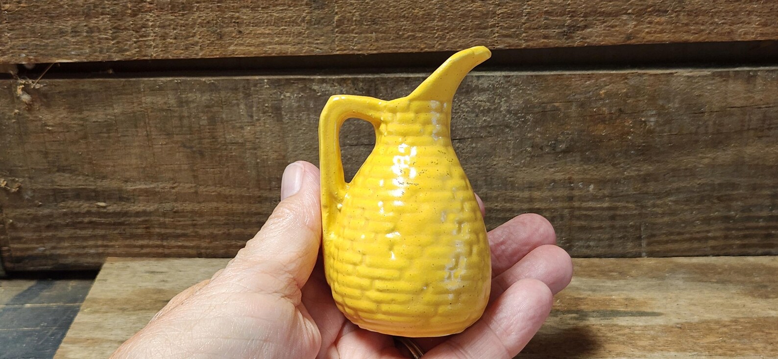 Niloak Art Pottery Yellow Brick Pattern Ewer, Vintage 1940 Mini ...