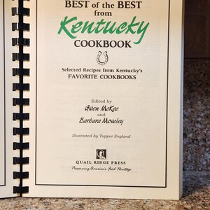 Cookbook - Best of the Best From Kentucky, Selected Recipes 2nd Print ...