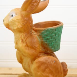 Rabbit, Squeaky Rubber Rabbit With Green Basket, Easter Toy, Holiday ...