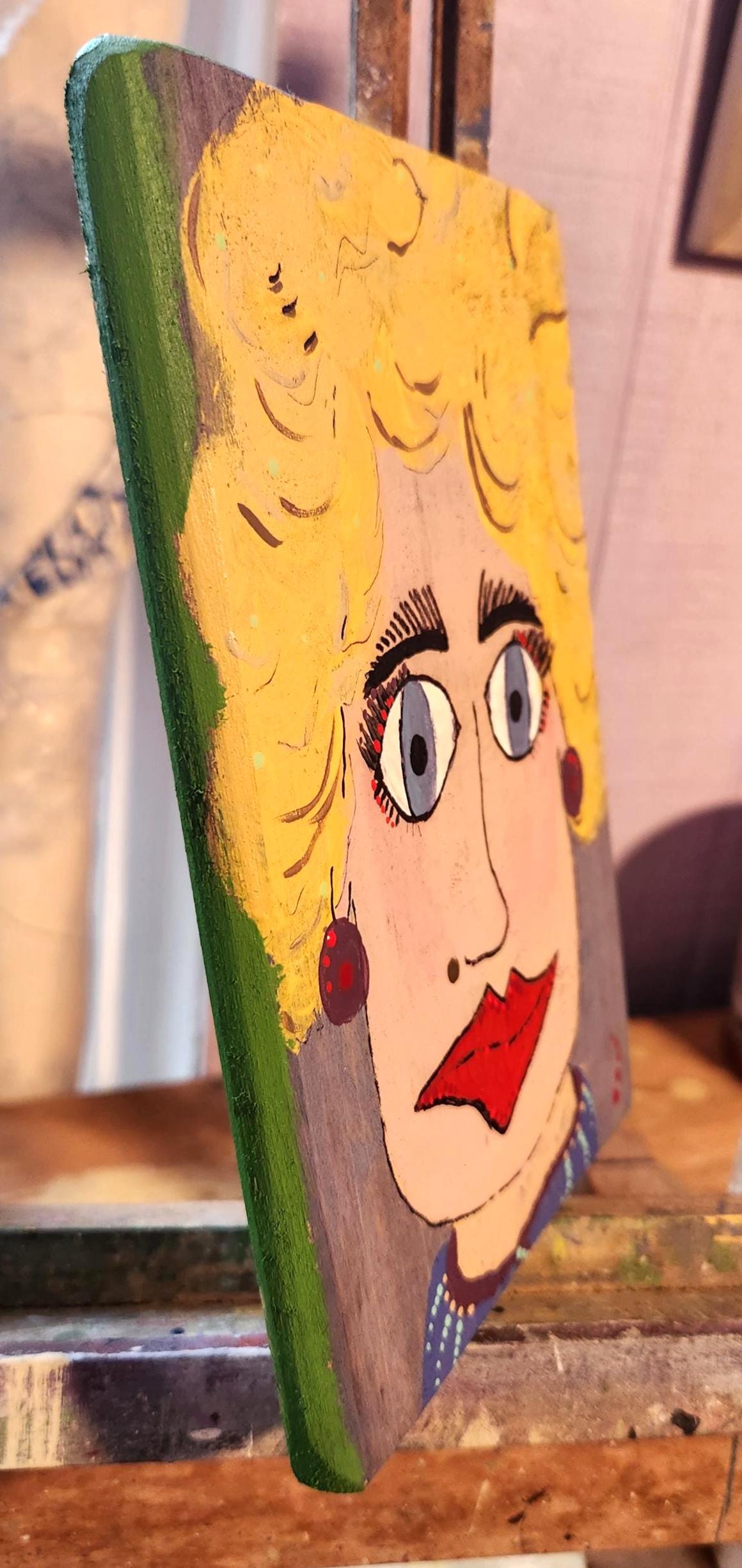 Painting Folk Art Artist Signed, Aunty Mildred, Latex Paint Original ...