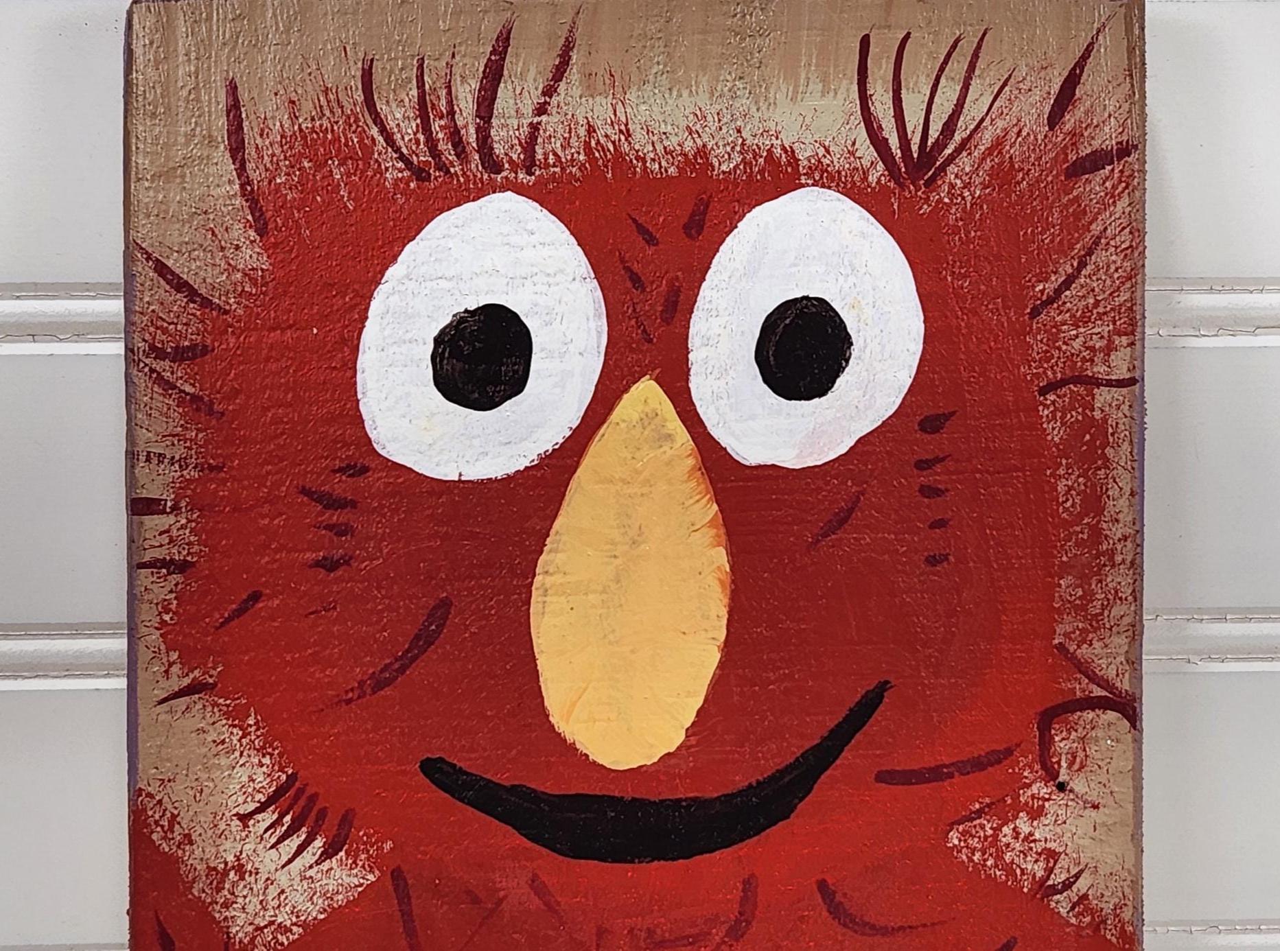 Painting Folk Art Artist Signed, Mister Fuzzy, Original Funky Art on ...