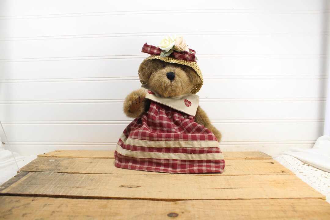 Boyds Bear - Prudence Bearimore, Cranberry Dress and Straw Hat, Fully ...