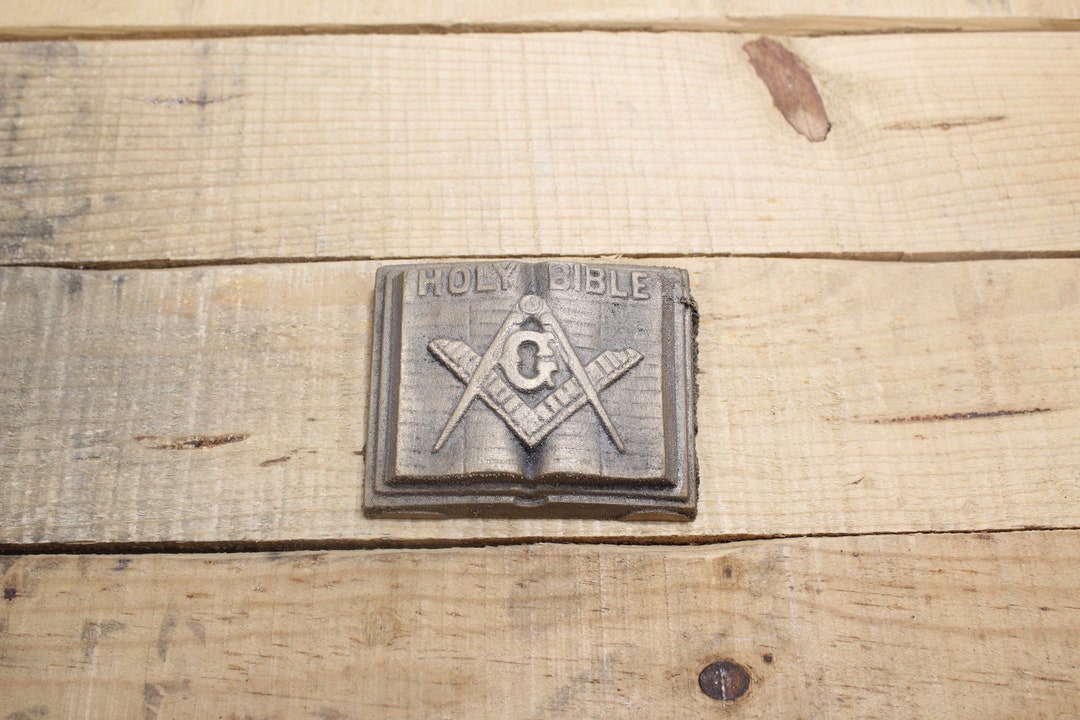 Mason Holy Bible, Heavy Solid Metal Paperweight, Vintage Masonic ...