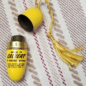 Calvert's Advertising Sewing Kit, Give Away, Yellow Metal Capsule With ...