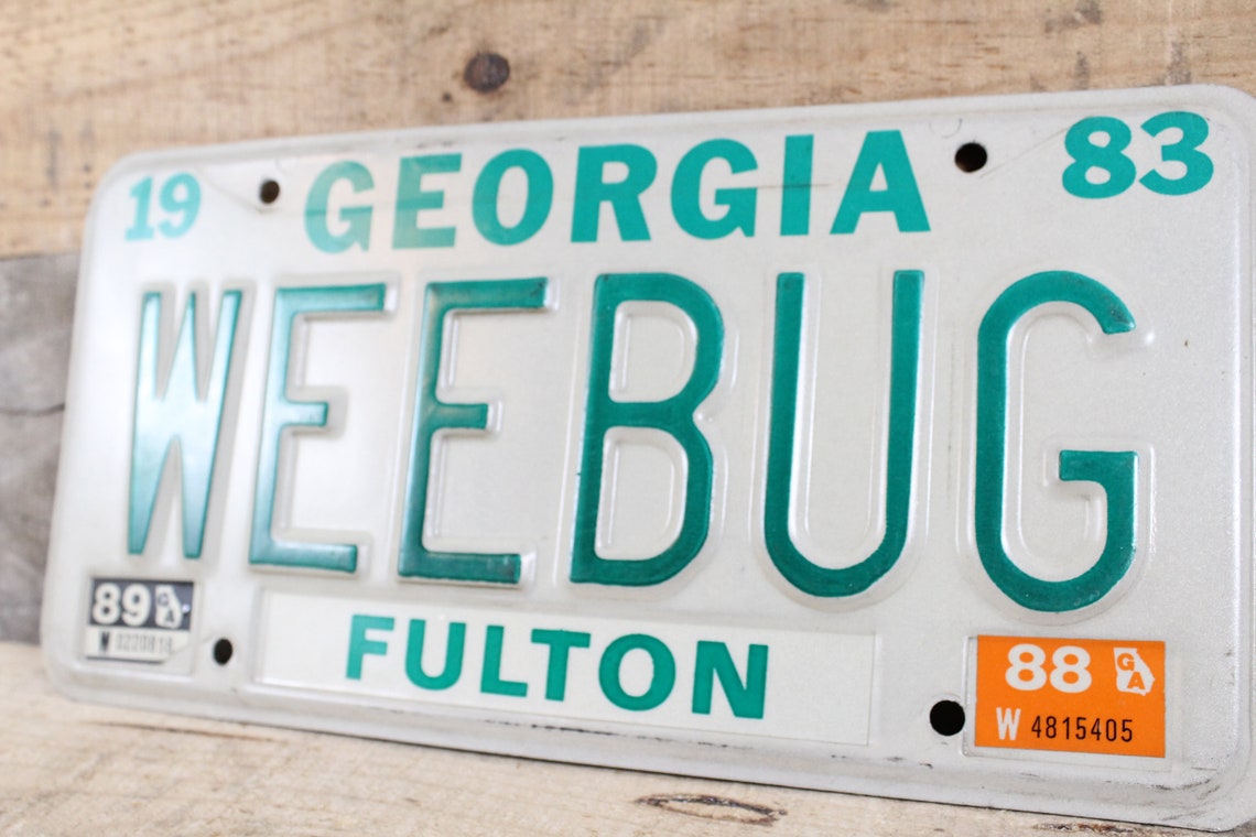 Georgia License Plate Custom Vanity Plate 1983 WEEBUG | Etsy