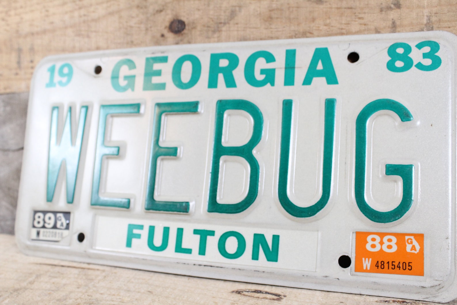 Georgia License Plate Custom Vanity Plate 1983 WEEBUG | Etsy