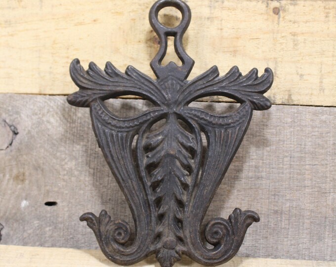 Cast Iron Tall Leg Trivet Urn & Fern Mask Design Heavy and - Etsy