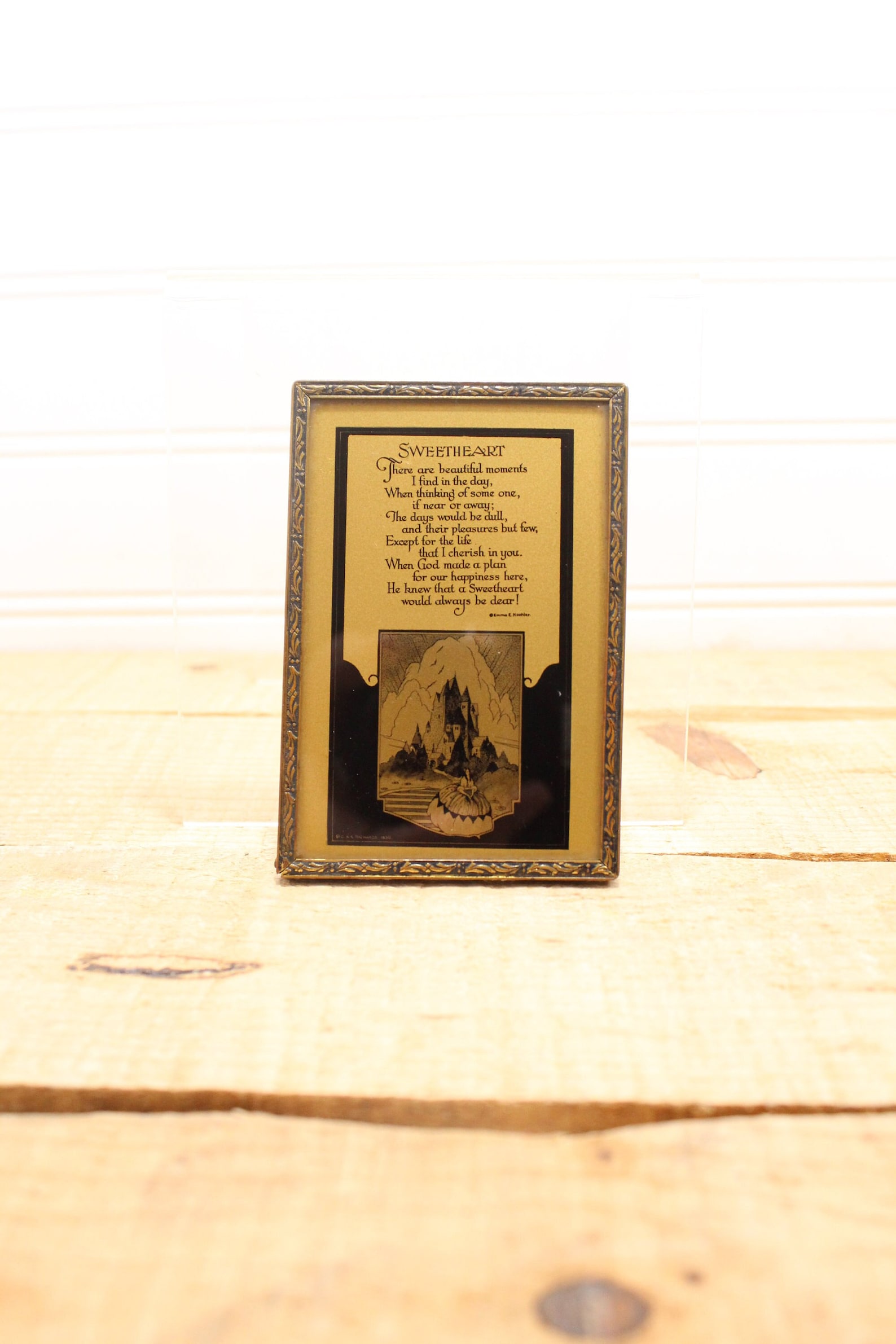 C & A Richards 1930 Sweetheart Poem Mirror, Motto Art, Metal Decorated ...