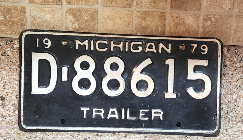 Michigan Trailer License Plate, 1979 Metal Raised Letters - Numbers ...