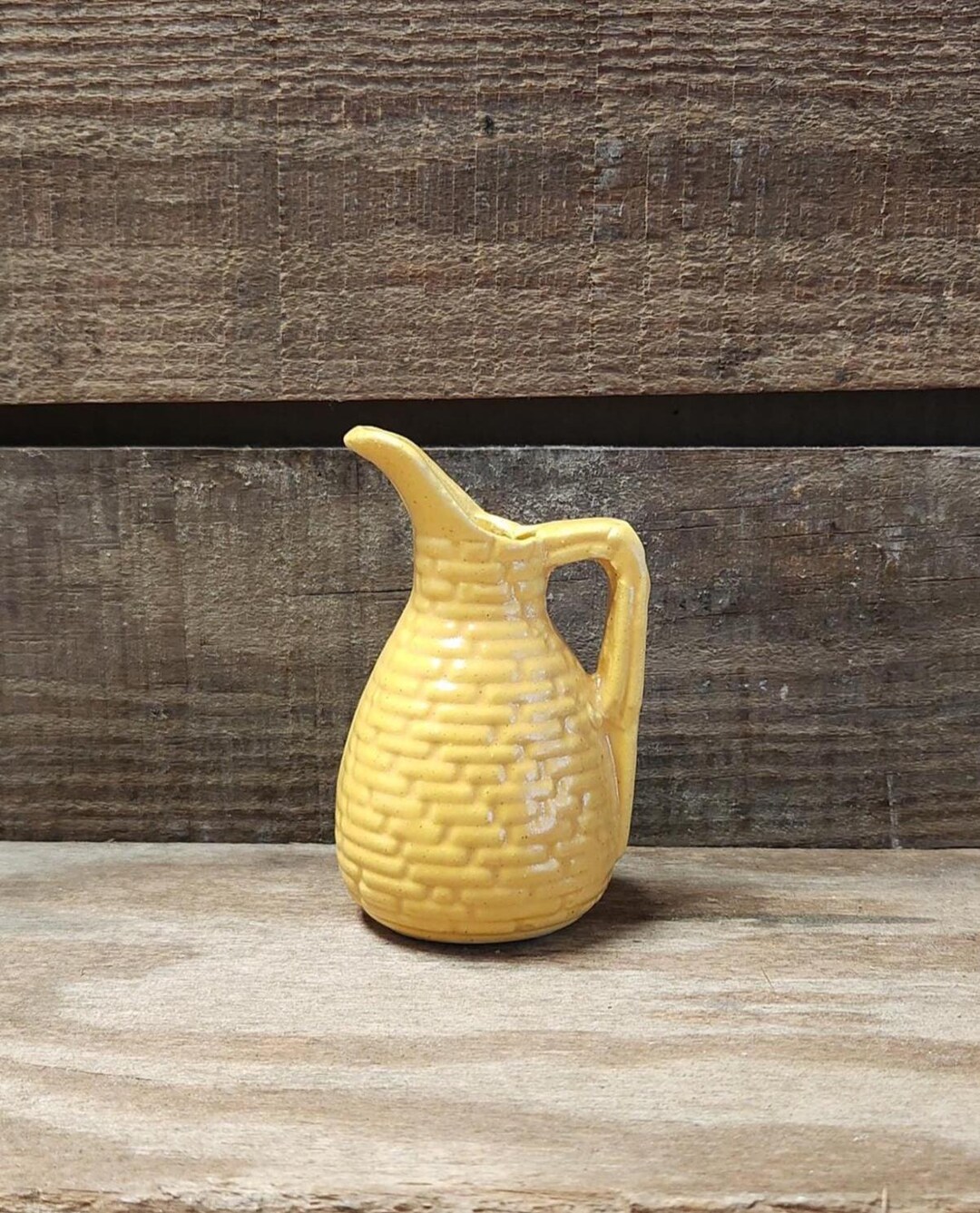 Niloak Art Pottery Yellow Brick Pattern Ewer, Vintage 1940 Mini ...