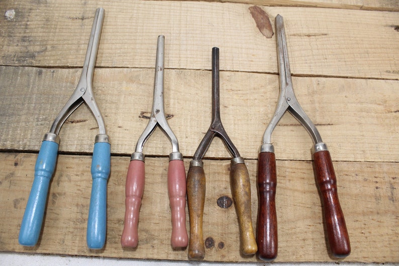 Antique Curling Irons 1920-1930 Vintage Metal With Wood - Etsy