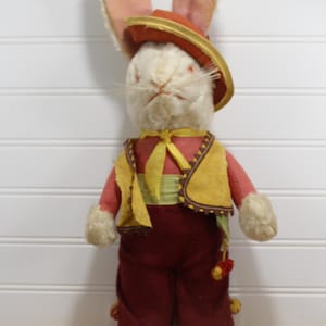 1940's Holiday Rabbit Mexican Festive Attire, 16 Inches Tall, Pink Eyes ...